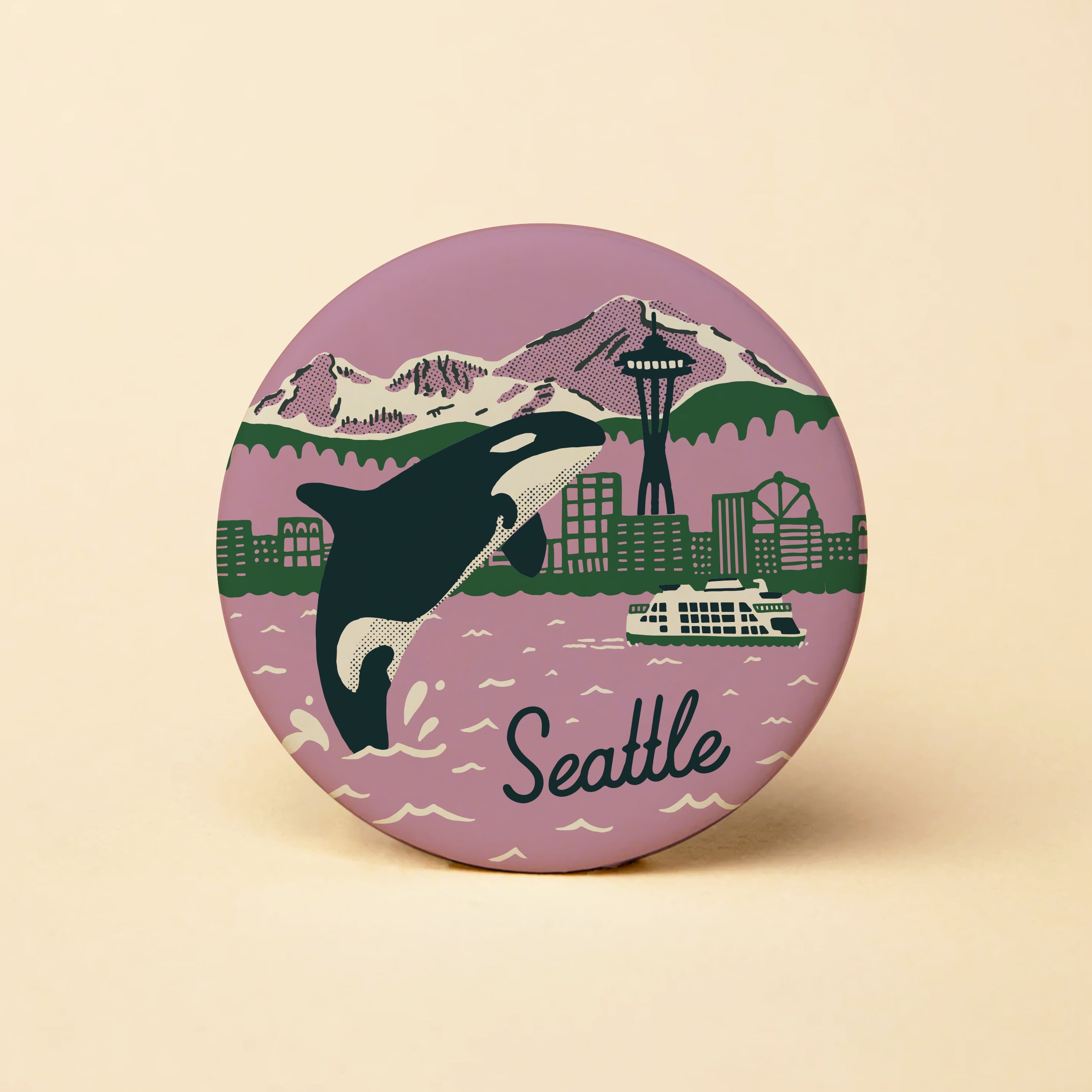 Seattle Orca Skyline Round Magnet – Tender Loving Empire