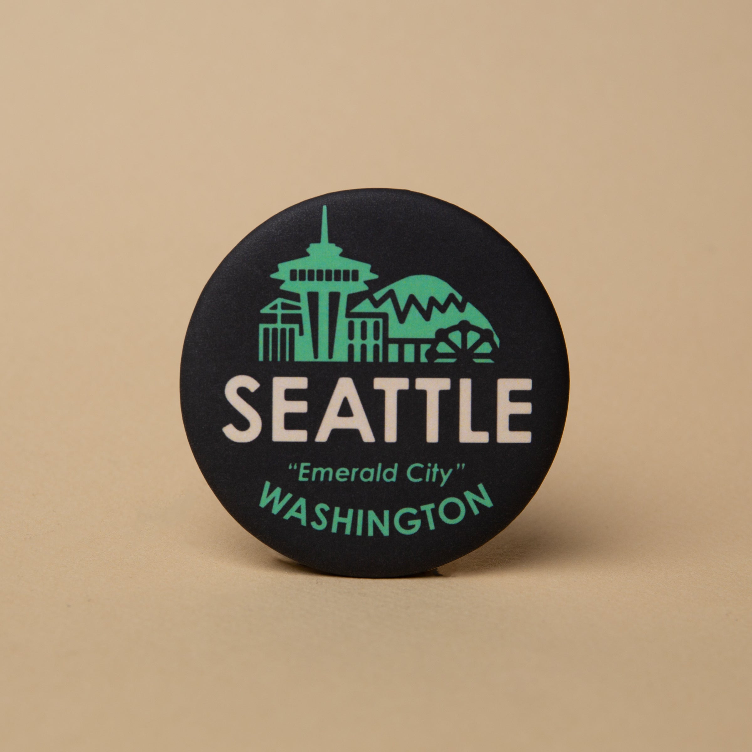 Emerald City Skyline Round Magnet – Tender Loving Empire