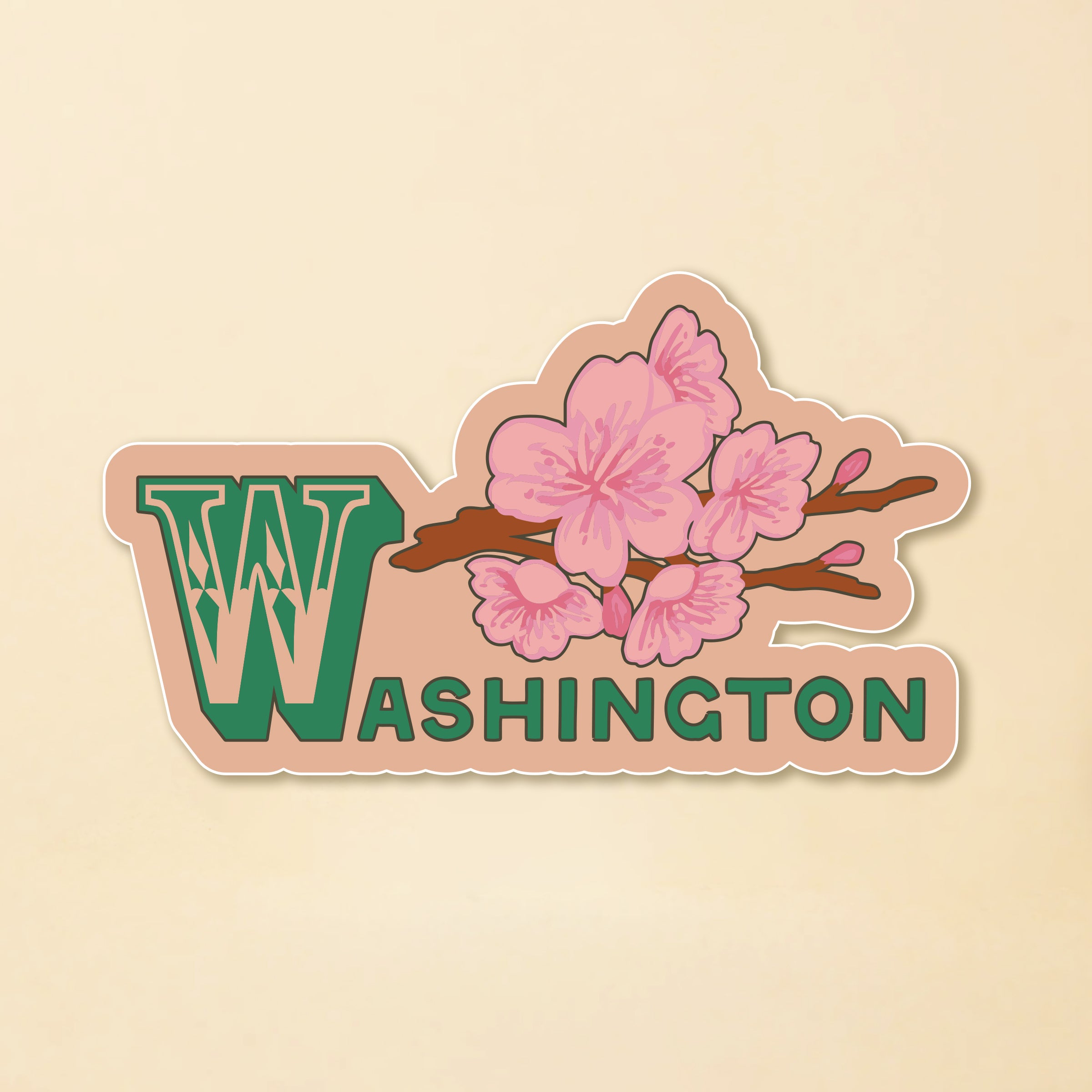 WA Retro Cherry Blossom Sticker – Tender Loving Empire
