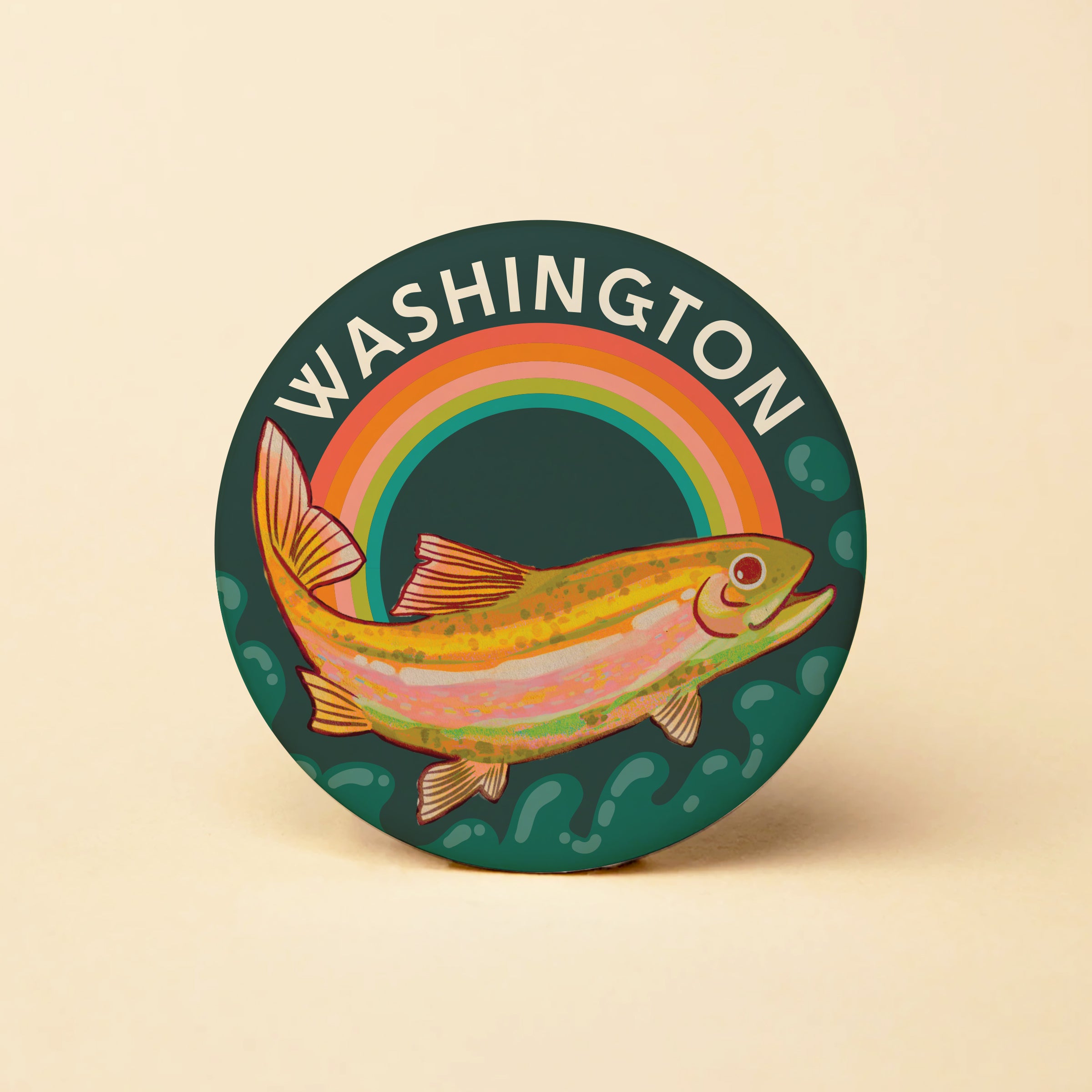 WA Rainbow Trout Round Magnet – Tender Loving Empire