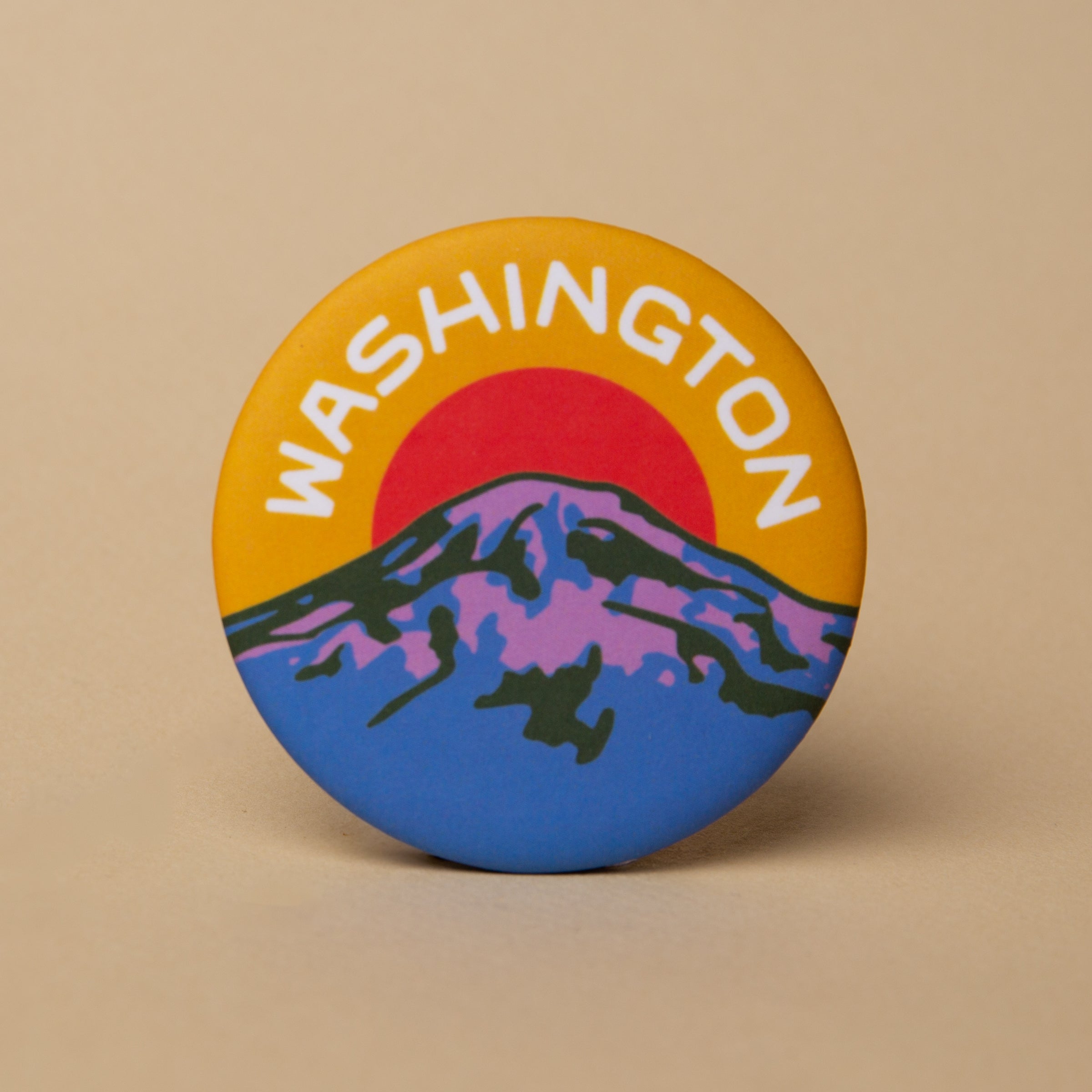 Mt. Rainier Washington Round Magnet (Yellow) – Tender Loving Empire